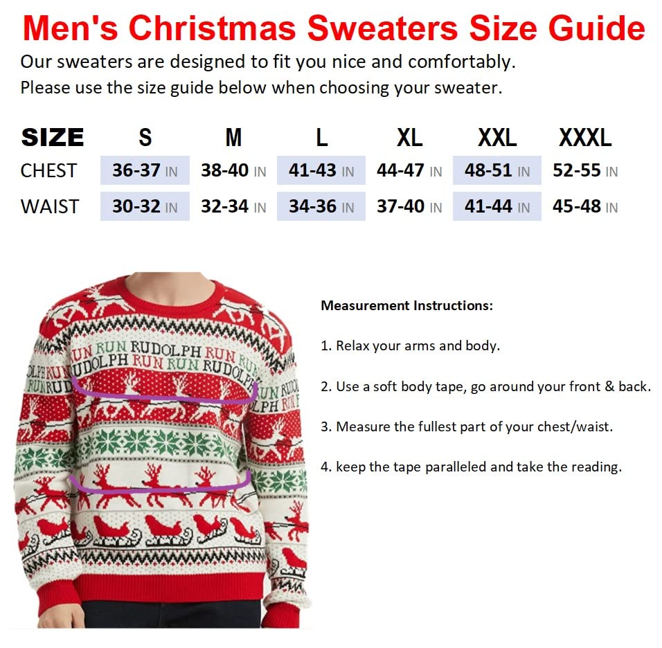 Christmas Reindeer Snowman Santa Snowflakes Ugly Holiday Knitted Sweater Cardigan Traditional Pullover (Large, Rndrnose3dLed-M10)