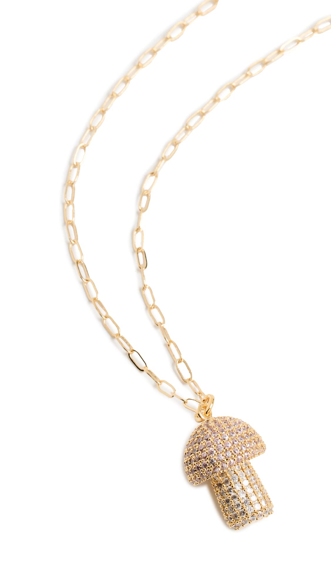 Cloverpost Women's Mushroom Necklace, Blush CZ/Yellow Gold, One Size
