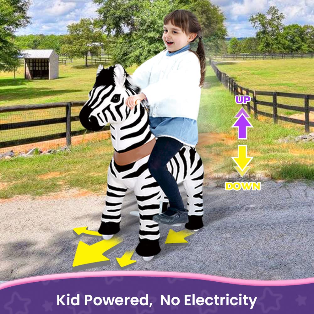 PonyCycle Official 2019 New U Series Ride on Horse Toy Plush Walking Animal Zebra Size 3 for Age 3-5 Ux368