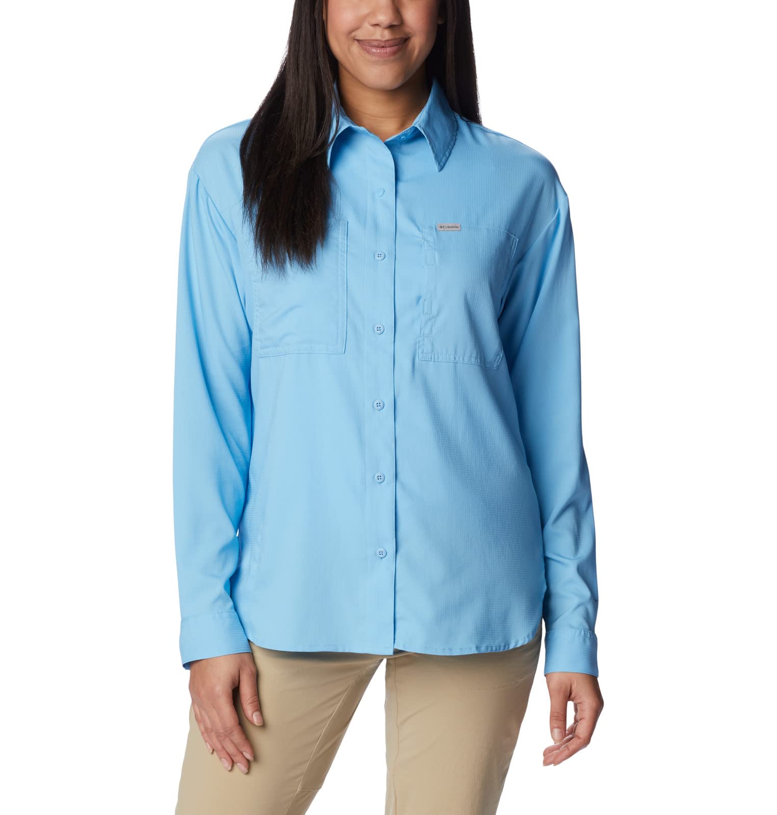 Columbia Women's Silver Ridge Utility Long Sleeve Shirt, Vista Blue, X-Large