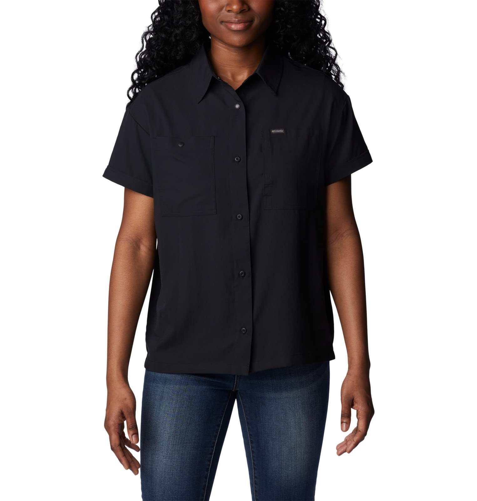 Columbia Women's Silver Ridge Utility Short Sleeve Shirt, Black, X-Large
