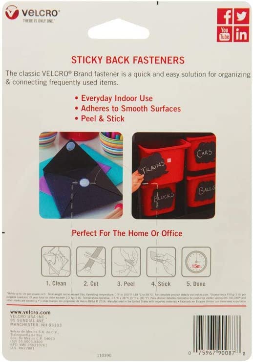 VELCRO Brand 5 Ft x 3/4 In | White Tape Roll with Adhesive | Cut Strips to Length | Sticky Back Hook and Loop Fasteners | Perfect for Home, Office or Classroom