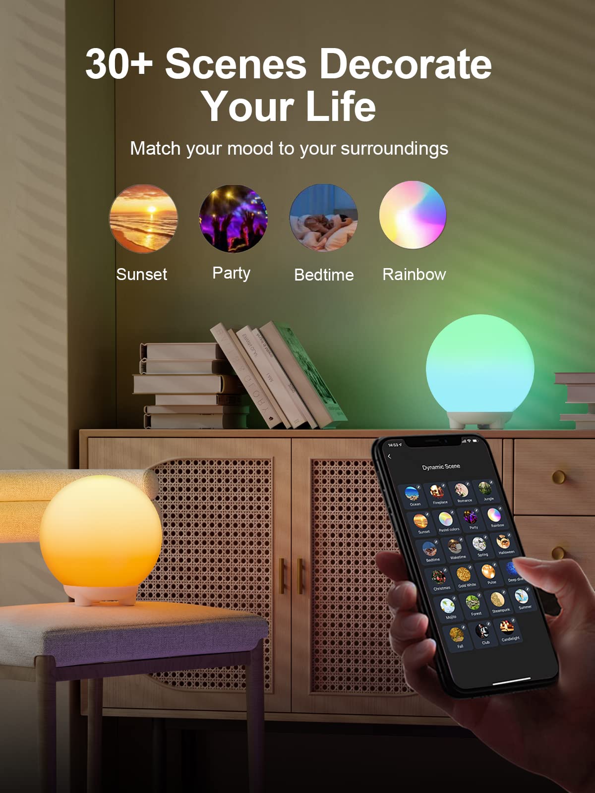 Colorpanda Smart Table Lamp, Dimmable RGB APP Control Bedroom Lamp Compatible with Alexa & Google Assistant, Touch Bedside Lamp for Living Room and Bathroom