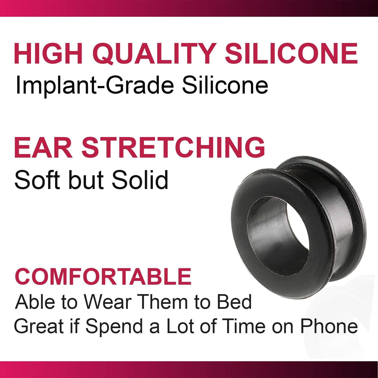 bodyjewellery 1 1/16G 1 1/16 gauge 26mm Black Implant grade sili Double Flare Tunnel Plug SI01 AHAD Ear Stretching Stretcher Piercing 2Pcs