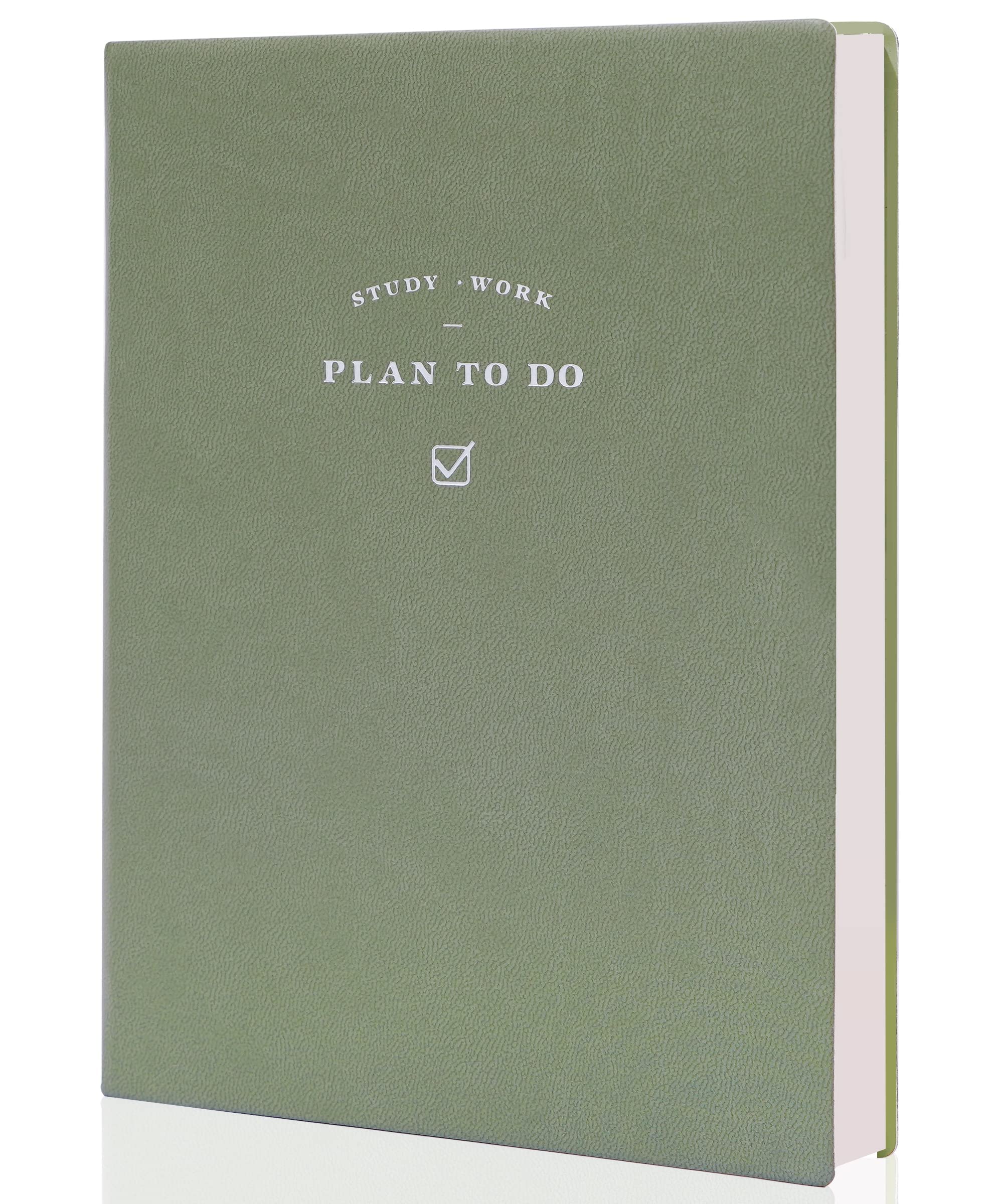CAGIE To Do List Notebook 192 Pages 5.3" x 7.5" Leather To Do List Notepad Checklist for Daily Plans Schedule Planner Notebook School Supplies for Students, Green