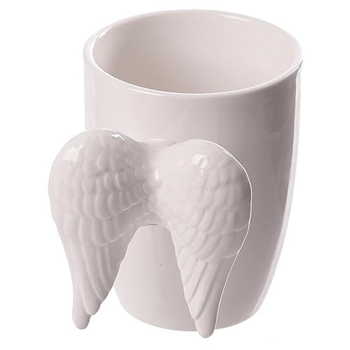 Puckator White Angel Wings Ceramic Shaped Handle Mug, Tea Coffee Hot Drinks, Decorative Gift Box, Home Kitchen Office Height 11cm Width 11.5cm Depth 8.5cm