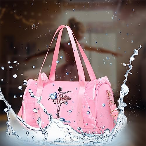 HICCUPfish Cute Toddler Ballet Dance Bag Princess Backpack Pink Shoulder Bag for little Girl (Long mesh)