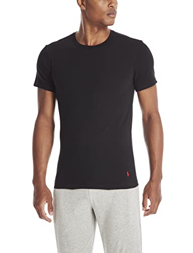 POLO Ralph Lauren Underwear Men's 3 Pack Slim Fit Crew Tees, Black, S