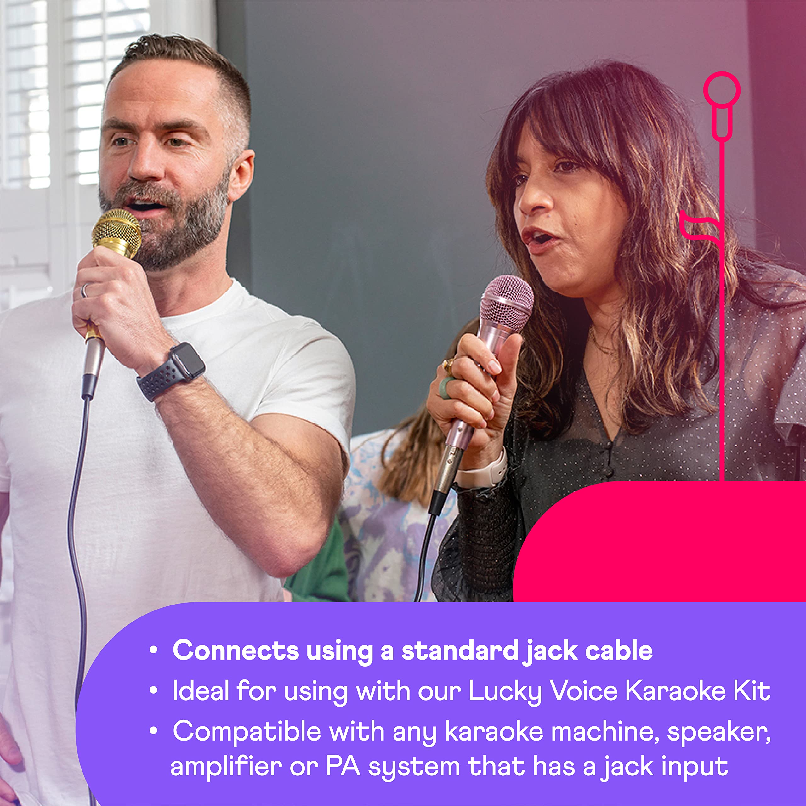 Lucky Voice Karaoke Microphone for Adults & Kids - Rose Gold - Portable Handheld Mic for Karaoke Machines, PA Systems, Speaker Amps - 5m Long Cable