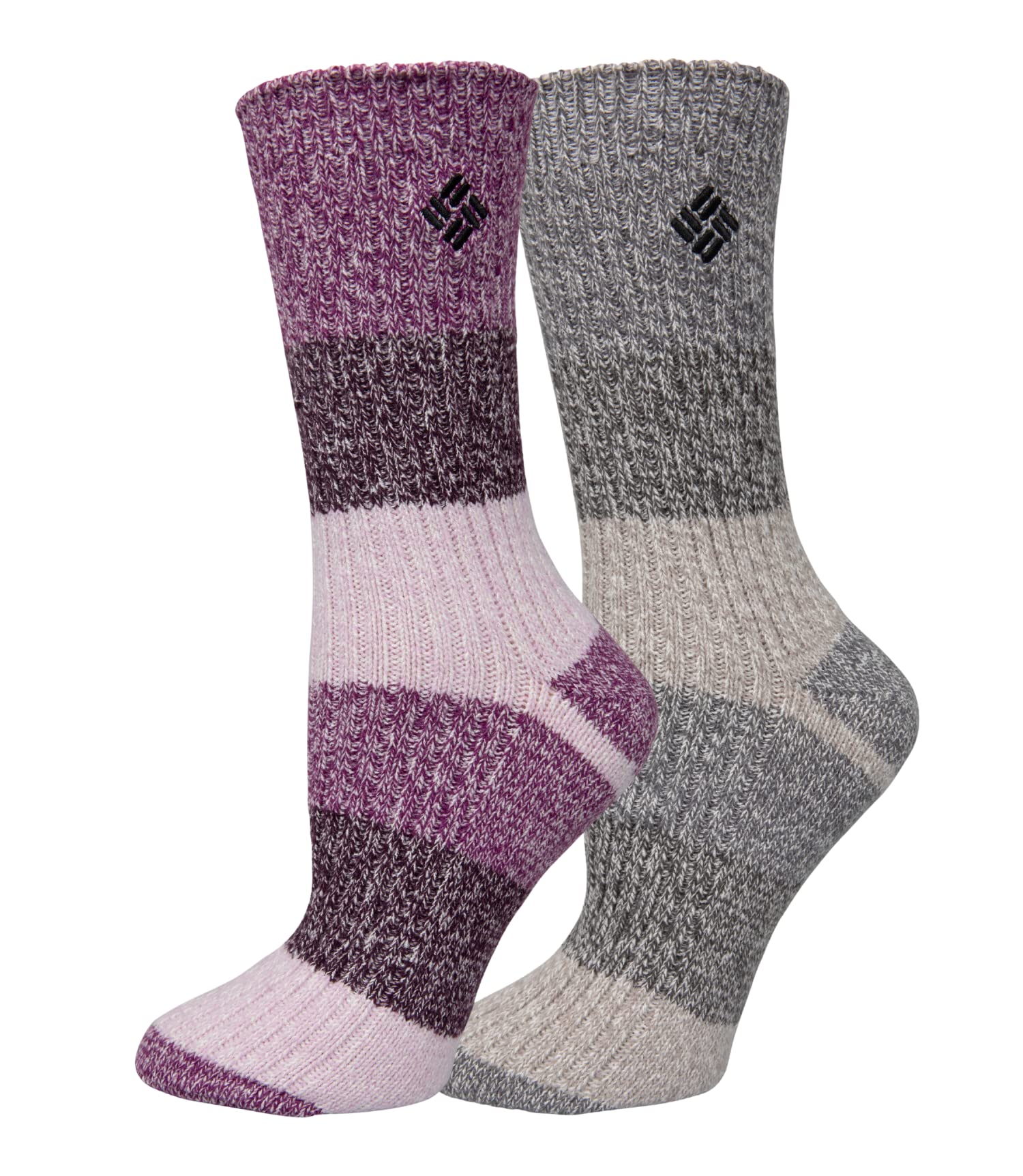 Columbia Womens Super Soft Micro Poly Marl Crew 2 Pairs, Size 9-11, Casual Sock, Wild Iris R, 9-11 US