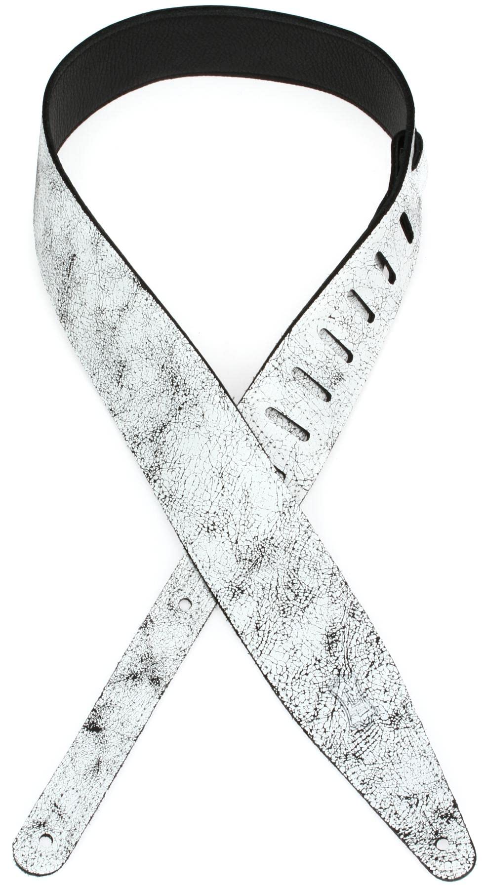 Levy's Leathers 2.5" Garment Leather Guitar Strap Distressed Design; White (MG317BOG-WHT)