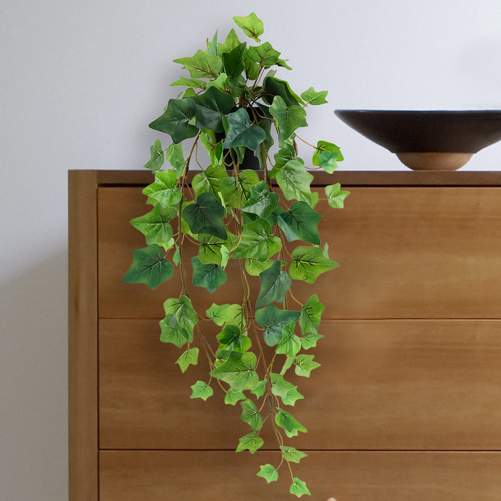 LuckyGreenery Artificial Ivy, Realistic Fake Plant with Plastic Pot for Home Office Garden Decoration (22in Long)