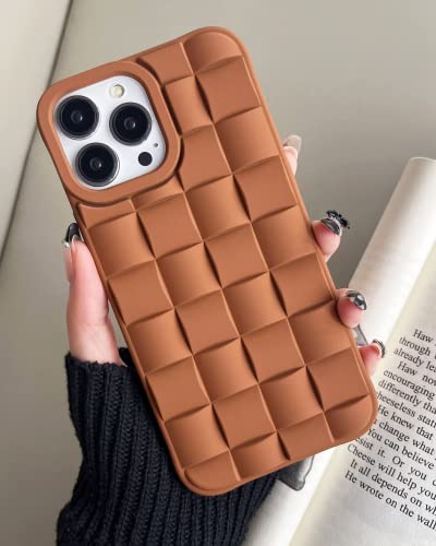Ginkgonut Compatible with iPhone 13 Pro Case for Women/Girls, Cute 3D Laid Desgin Soft Silicone Shockproof Raised Bumper Corners Case for iPhone 13 Pro(Brown)