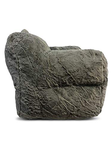 Heritage Kids Faux Fur Grey Bean Bag Sofa Chair with Top Handle, Ages 2+, Large, Grey