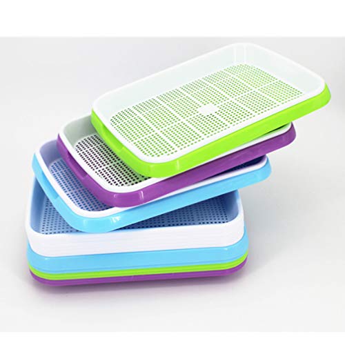 Happyyami Seed Growing Tray Multifunctional Broccoli Wheatgrass Alfalfa Seed Sprouting Soilless Culture Tray Double Layer Germination Planter with Paper for Home Sky Blue