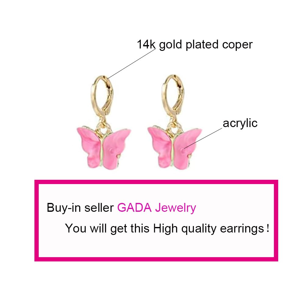 Butterfly Earrings Tiny Hoop Earrings Colorful Acrylic Butterfly Earrings For Women (Small acrylic butterfly)