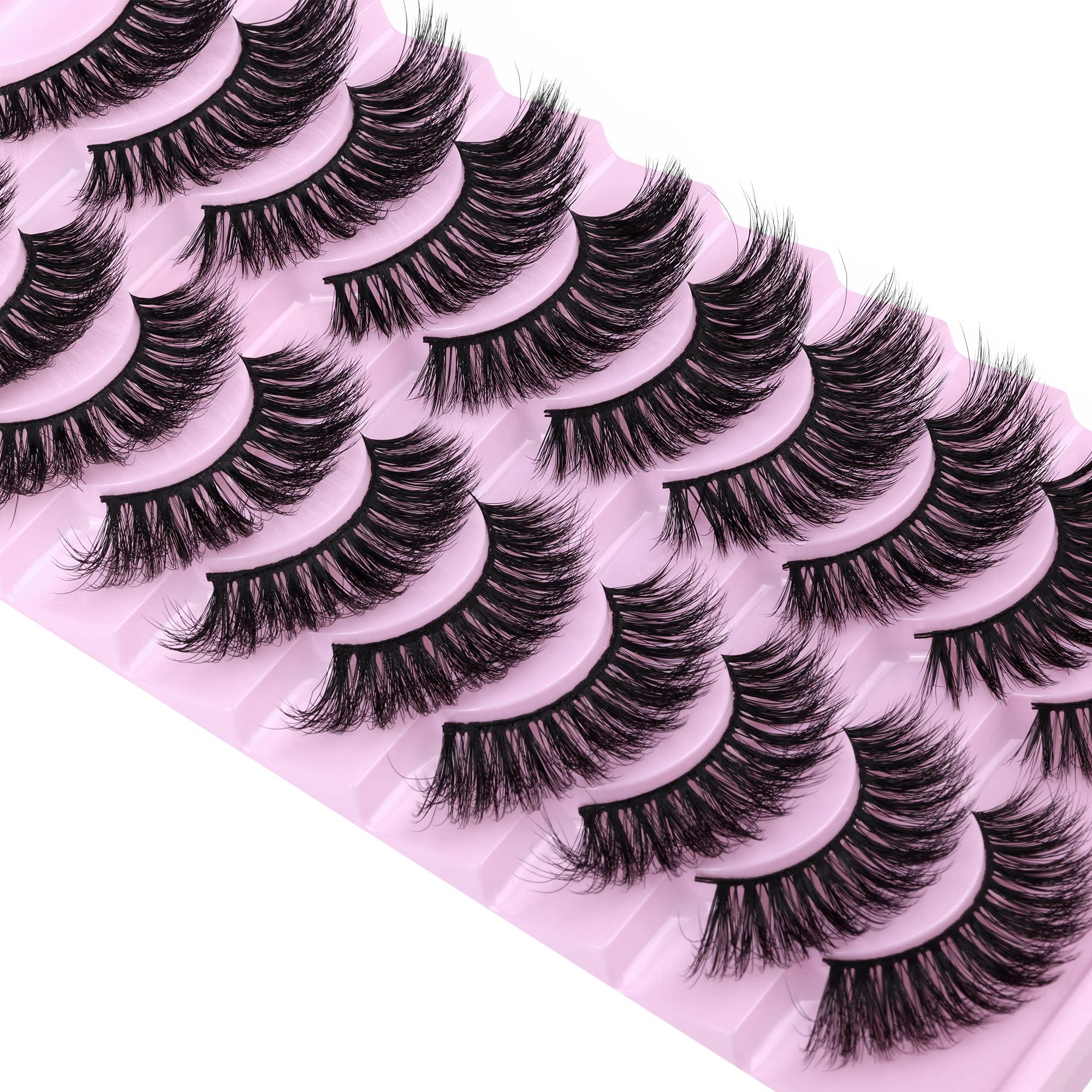 Eyelashes Dramatic Fluffy Cat Eyes Lashes Long Thick Faux Mink Lashes 22MM Fake Eyelashes Wispy Lashes Pack 10 Pairs by Pawotence