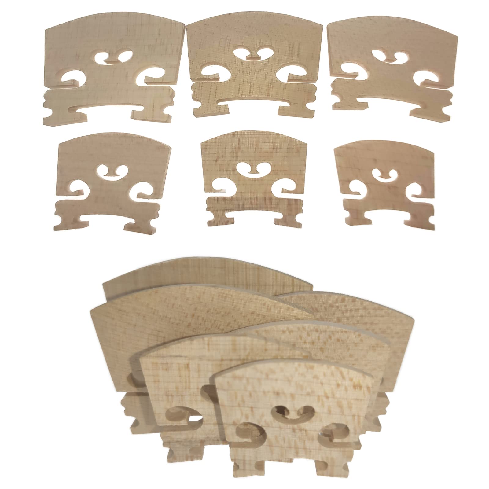 Cheerock 12Pcs Violin Bridge Set, 6 Size Maple Violin Bridge, Violin Bridge 4/4 3/4 1/2 1/4 1/8 1/16 Violin Parts And Accessories