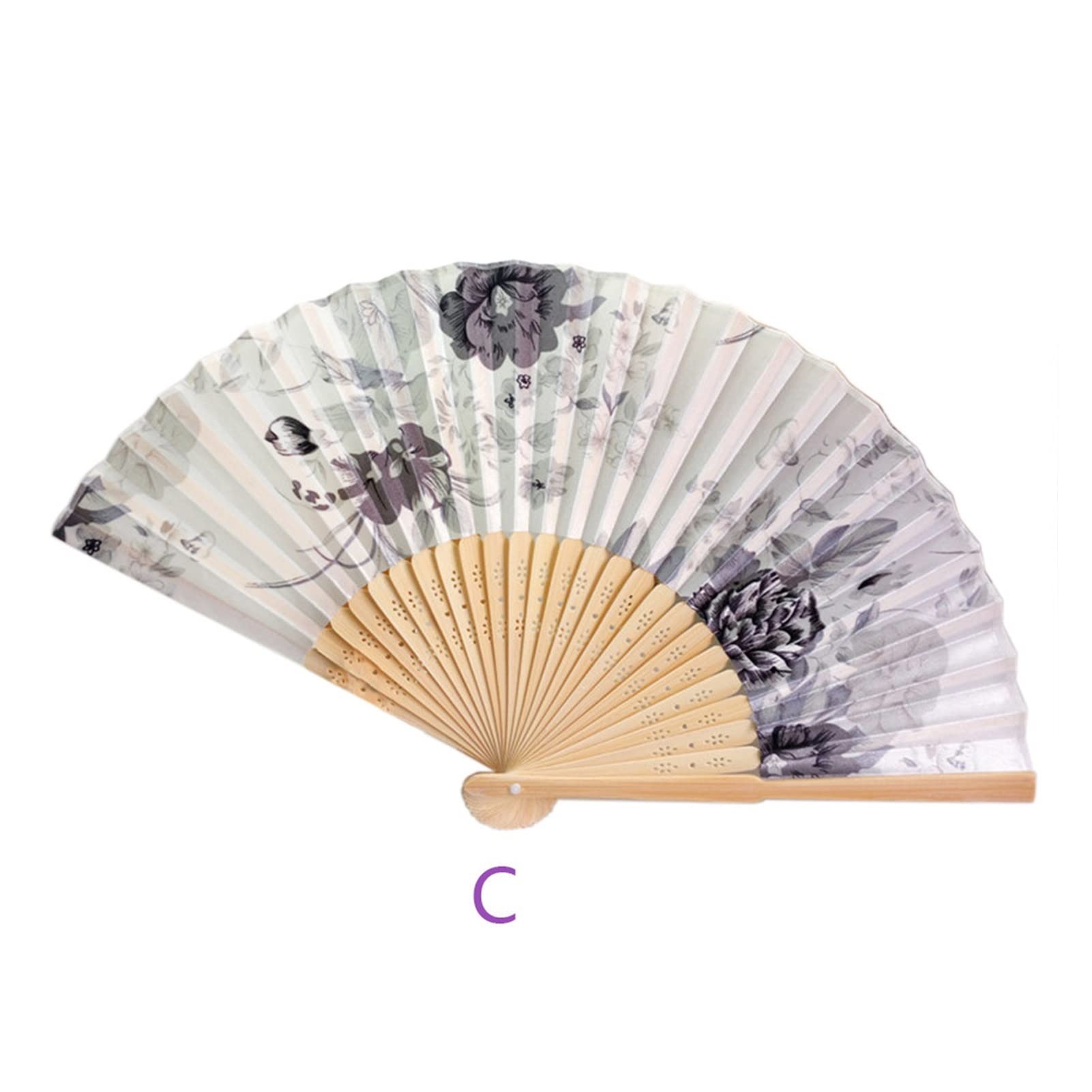 DEDONG Folding Fan Silk Folding Fan Hand-held Flower Fan Folding Fan Hand held (Color : C)