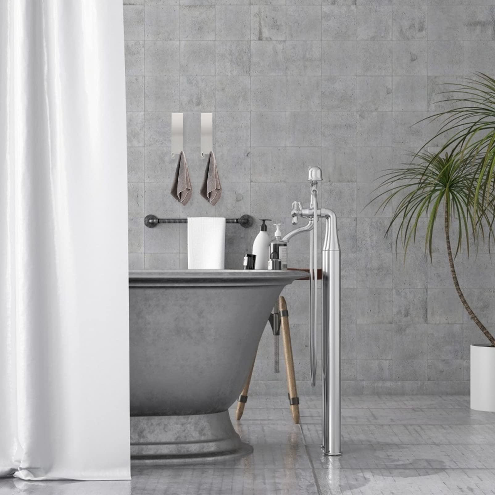 DOITOOL Towel Hooks 4pcs Back Door, Hangers Stainless Door Over Towel Cabinet for Hanger Punch Hooks Squeegee Robe Glass Hats Free Extended The Hook Frameless Storage Bathroom Clo Home Towel Hook