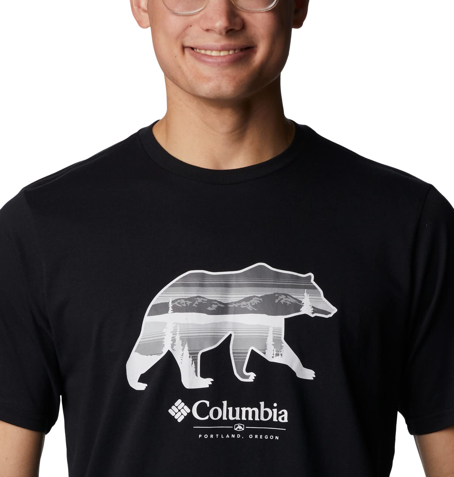 Columbia Men's Rockaway River Outdoor Short Sleeve, Black/Scenic Stroll Graphic, Large