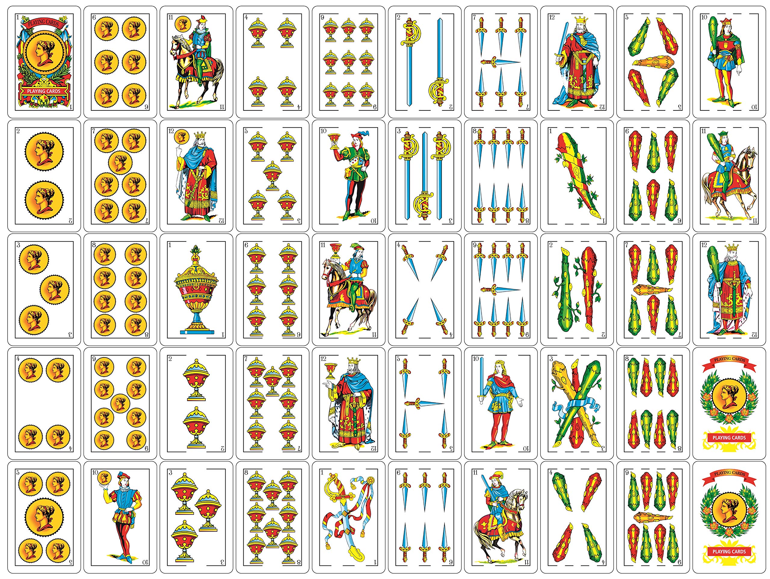 Liliane Collection Spanish Playing Cards - 2 Full Decks with 50 Cards - Smooth Plastic Coated Cards – cartas Barajas o Naipes Espanoles in a Beautifully Artistic Traditional Design
