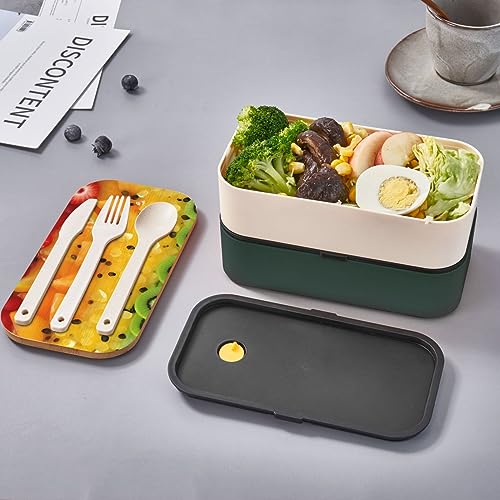 Fresh Fruit Adult Lunch Box, Bento Box, With Cutlery Set Of 3, 2 Compartments, Rectangular, Lunch Box For Adults