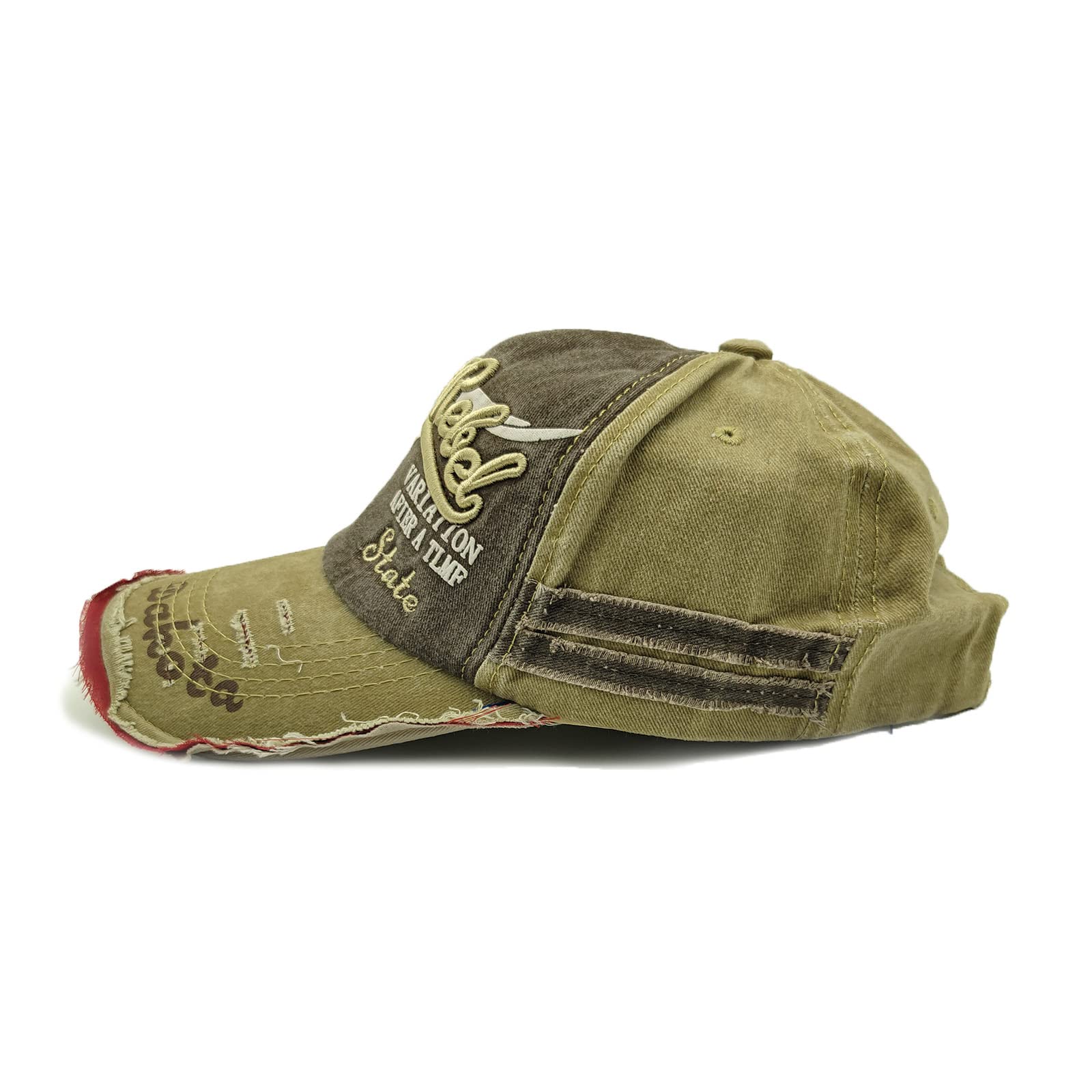 Blackreld South State Cotton Baseball Cap, Unisex Adjustable Snapback Distressed Dad Hat Cool Vintage Washed Low Profile Classic Summer Hats Khaki