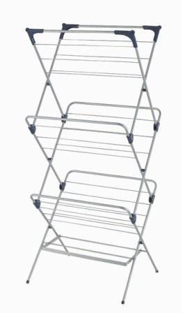 YBM Home 1582-10 3 Tier Foldable Clothes Water-Resistant Steel Drying Rack