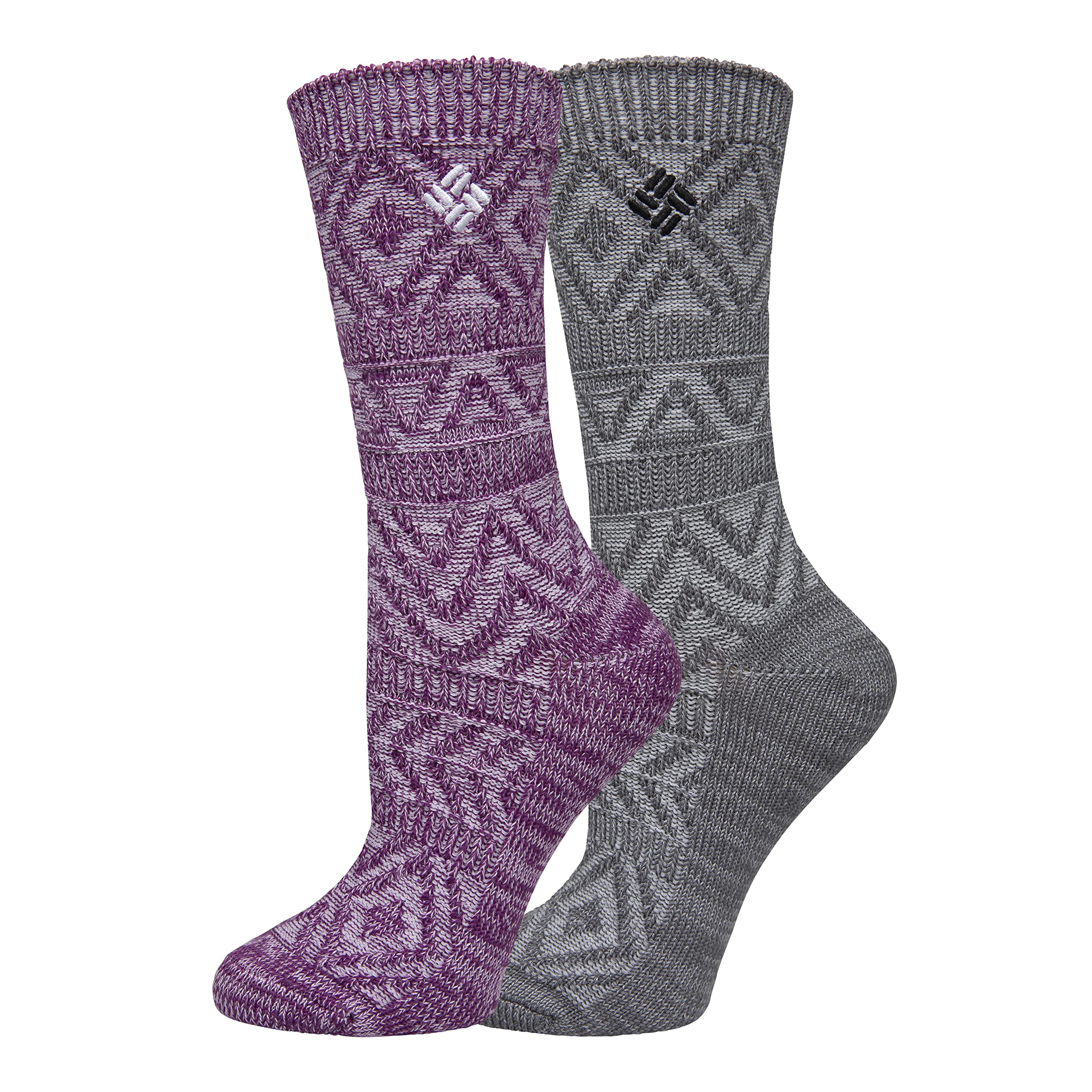 Columbia Super Soft Texture Crew 2-Pack Wild Iris/Charcoal Women's 4-10