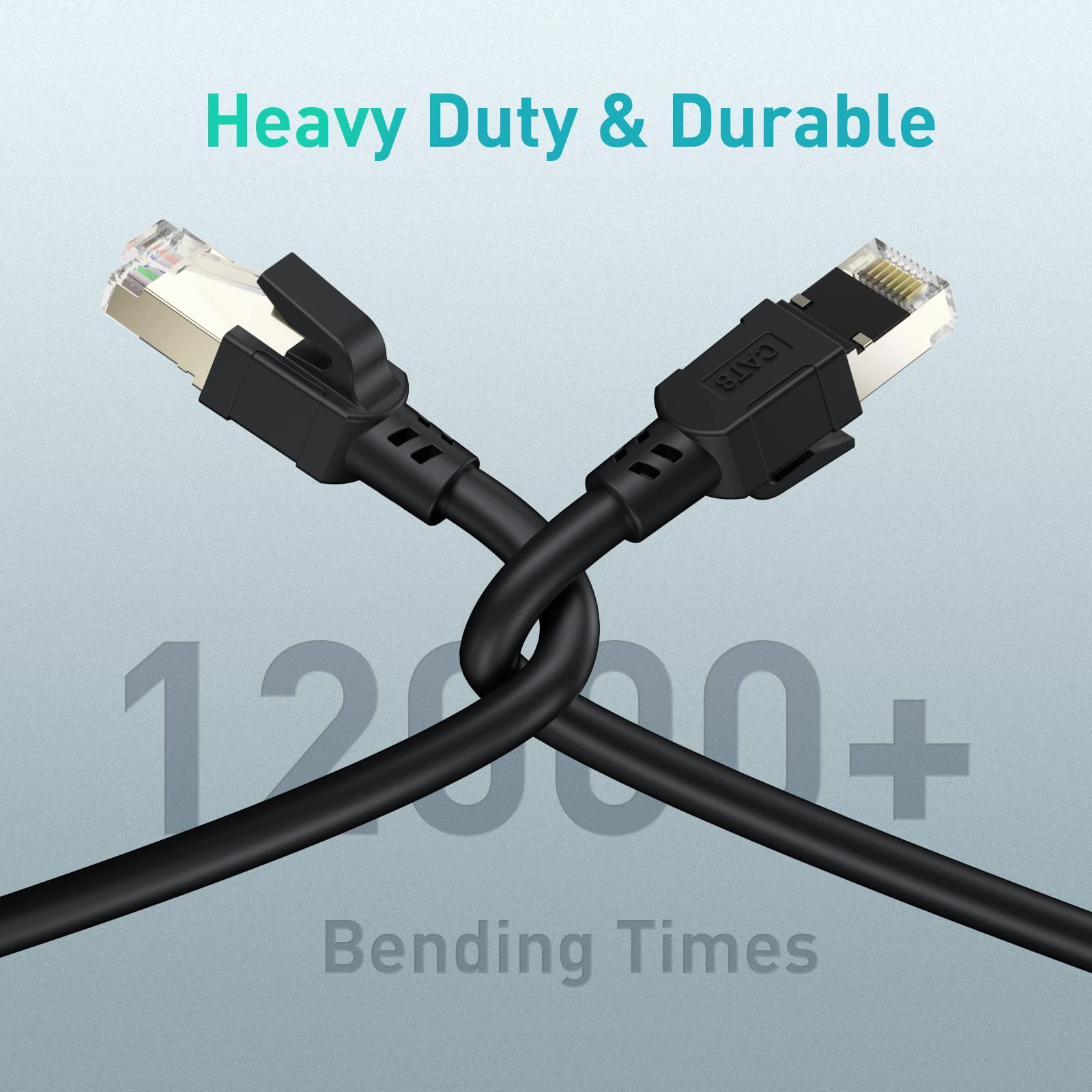 CABNEER Cat8 Ethernet Cable 1FT (10 Pack), 40Gbps/2000MHz Cat-8 High-Speed STP RJ45 LAN Internet Network Cable - Heavy Duty Shielded Patch Cord for Computer Modem Router PC TV - Black 3 Feet