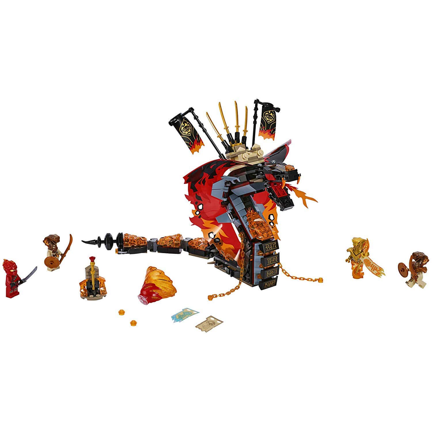 LEGO NINJAGO Fire Fang 70674 Snake Action Toy Building Set with Stud Shooters and Ninja Minifigures Characters, Perfect for Group Play (463 Pieces)