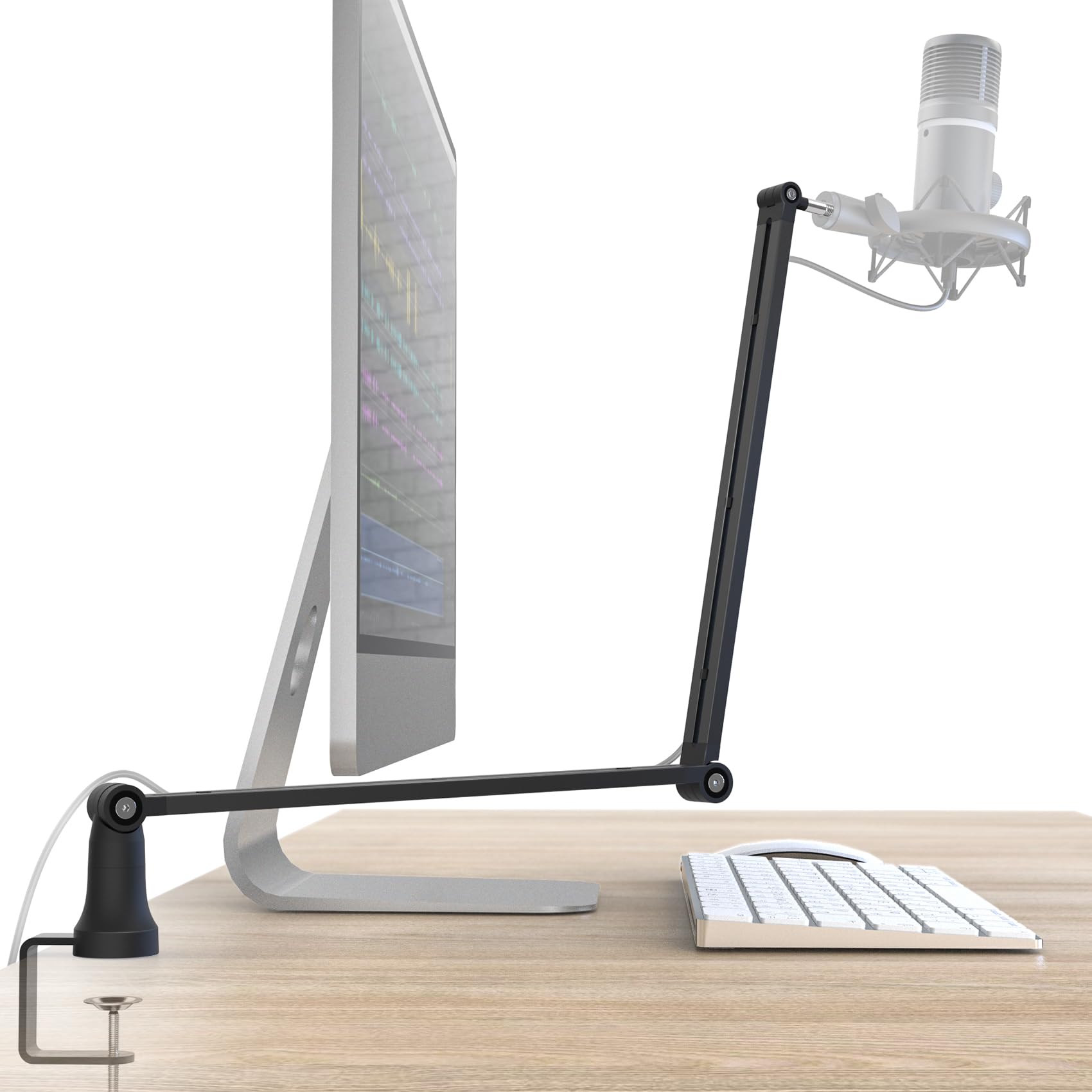 CACENCAN Boom Arm, 360° Rotatable Microphone Stand with Desk Mount, Foldable Desk Mic Arm with 3/8'' to 5/8'' Screw Adapter, Microphone Arm for Live Streaming, Gaming, Podcasting, Radio(Space Black)
