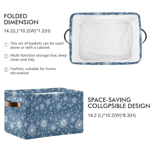 Christmas Snowflakes Storage Basket Bins Decorative Toy Organizer Bins Laundry Hamper Baskets with Handles for Home Boys Girls Office Closet Shelf Nursery Baskets,1 pcs