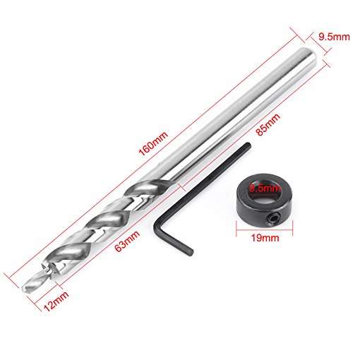 Drill Bits Set,Ozgkee Power Drill 3/8" Inch Lip And Spur Point Drill Bit Round Shank With Adjustable Depth Stop For Woodworking Drill Bit