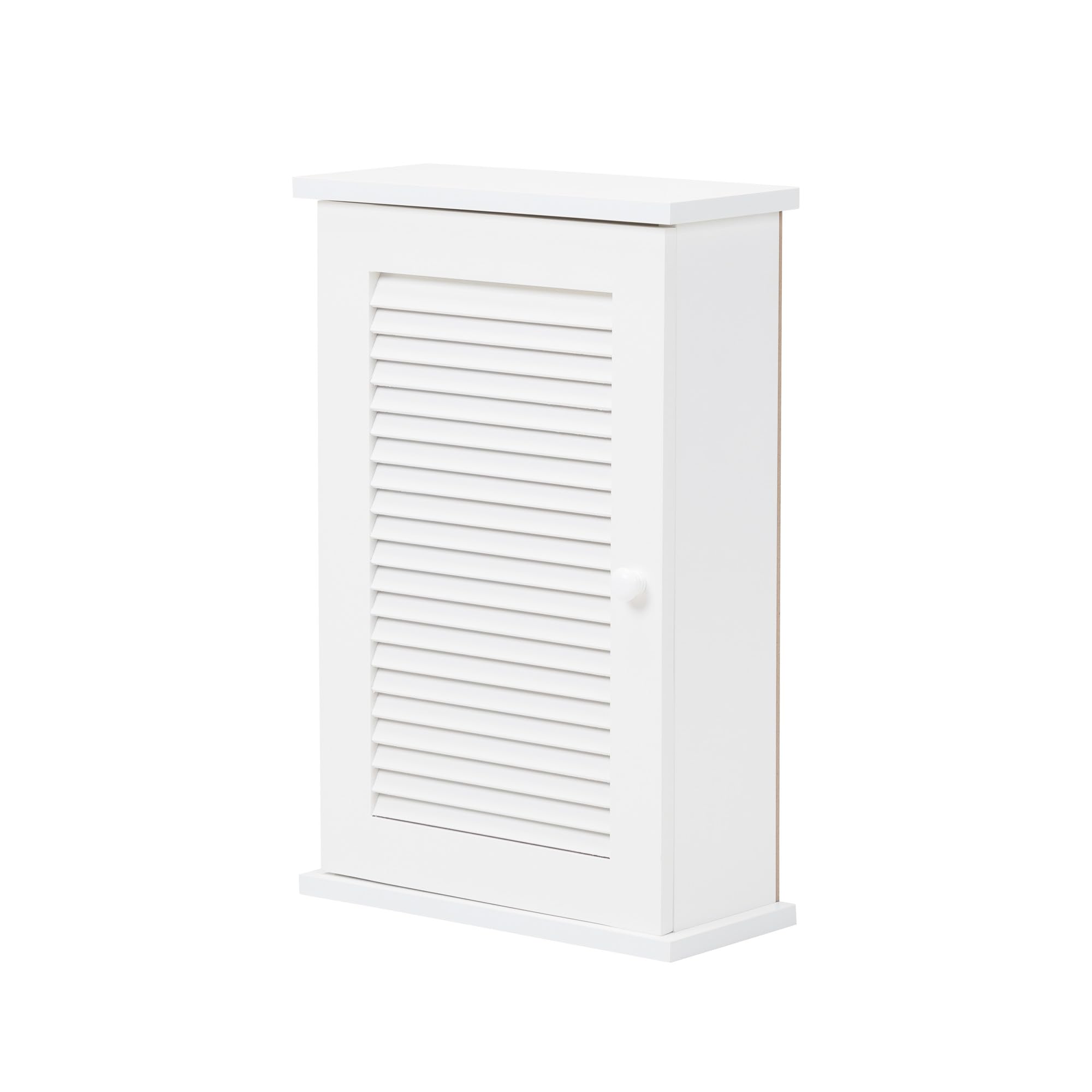 JAXPETY Bathroom Wall Cabinet 3-Tier Storage Organizer with Single Louvered Door,Wooden Medicine Cabinets with Adjustable Shelf for Bathroom&Living Room,White
