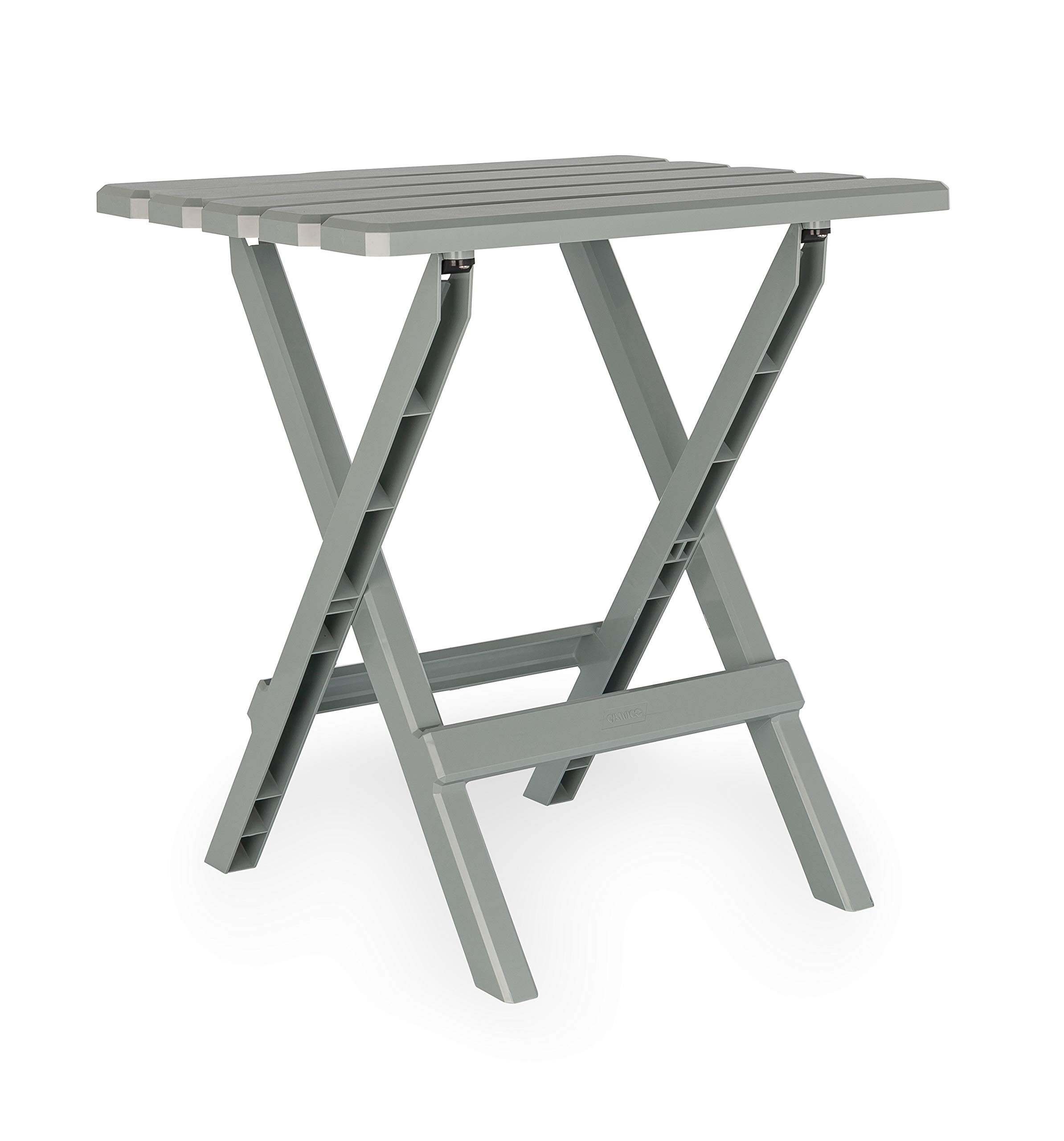 Camco Large Adirondack Portable Outdoor Folding Side Table - Perfect for The Beach, Camping, Picnics, Cookouts and More - Weatherproof and Rust Resistant - Gray (21038), Grey