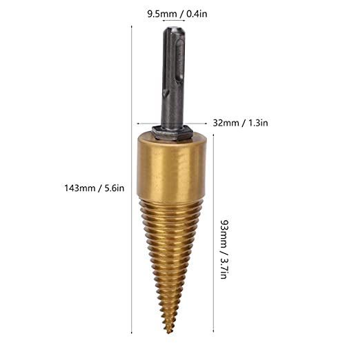 Drill Screw Cone Wood,Firewood Split Drill Bit Round Shank High Speed Steel Wood Cone Punch Accessories 32mm