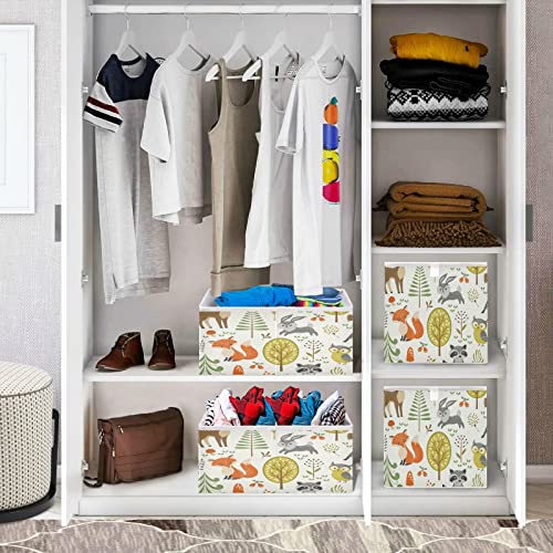 Kigai Owl Fox Rabbit Cube Storage Bins - 11x11x11 In Large Foldable Storage Basket Fabric Storage Baskes Organizer for Toys, Books, Shelves, Closet, Home Decor