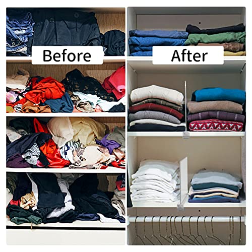 gbayle 6 PCS Acrylic Clear Closet Shelf Divider,Closet Organization for Wooden Shelving Suitable for Vertical Shelves Or Bedroom, Kitchen,Books,Towels and Hats, Purses Separators and Office…