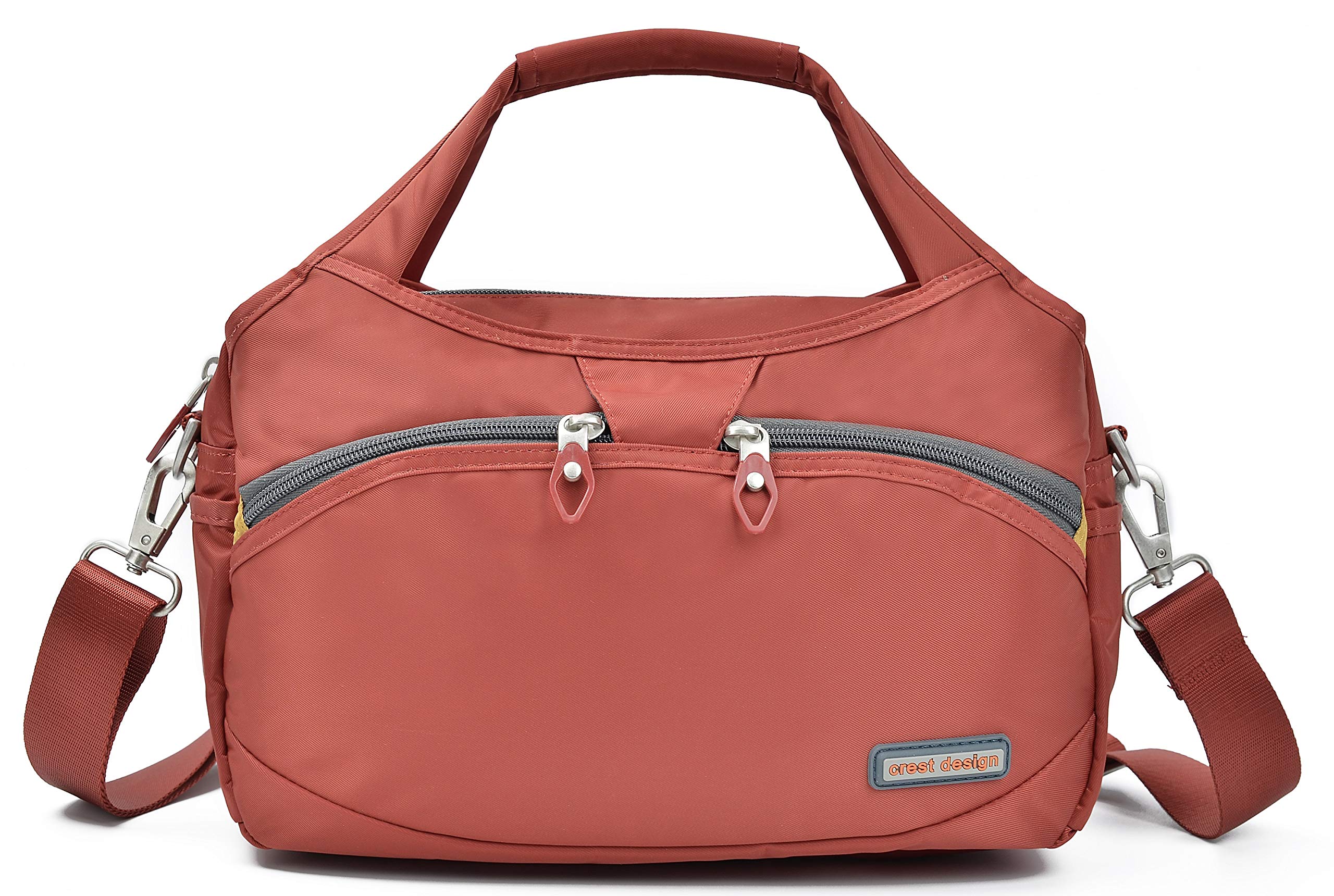 La Packmore Waterproof Nylon Crossbody Bags for Women Multi-Pocket Shoulder Bag Travel Purse and Handbag (Papaya)