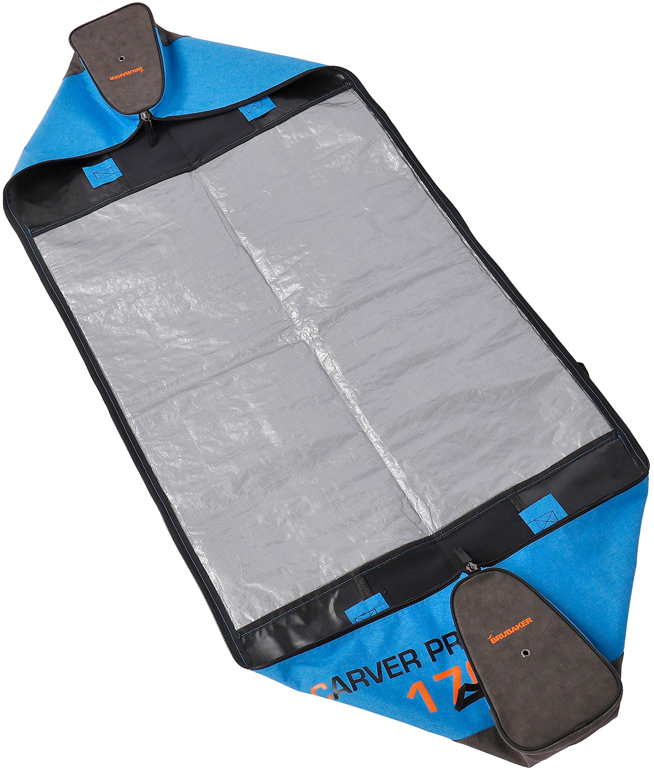 BRUBAKER Combo Set Carver Performance - Ski Bag and Ski Boot Bag for 1 Pair of Skis + Poles + Boots + Helmet - Blue Black - 74 3/4 Inches / 190 Cm