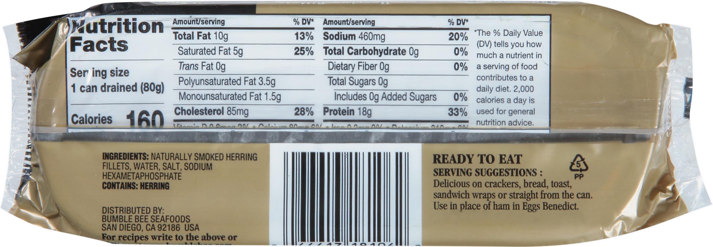 Brunswick Golden Smoked Herring Fillets, 3.25 oz Can (Pack of 12) - 18g Protein per Serving - Gluten Free, Keto Friendly - Great for Pasta & Seafood Recipes