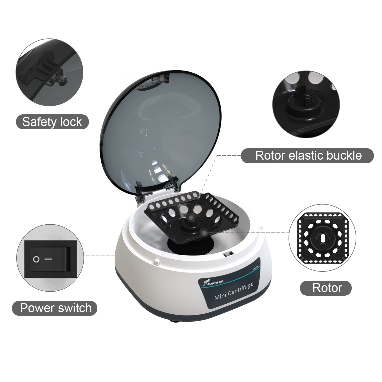 Lab Mini Centrifuge Machine Bechtop Microcentrifuges 4000rpm/7000rpm Adjustable 3 in 1 Rotor for 0.2/0.5/1.5/2mL Tube Capacity