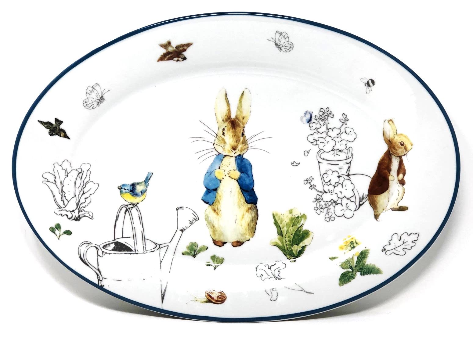 Designware Easter Peter & Benjamin Rabbit Heavy Porcelain China Platter (9.5 Inches X 13.75 Inches)