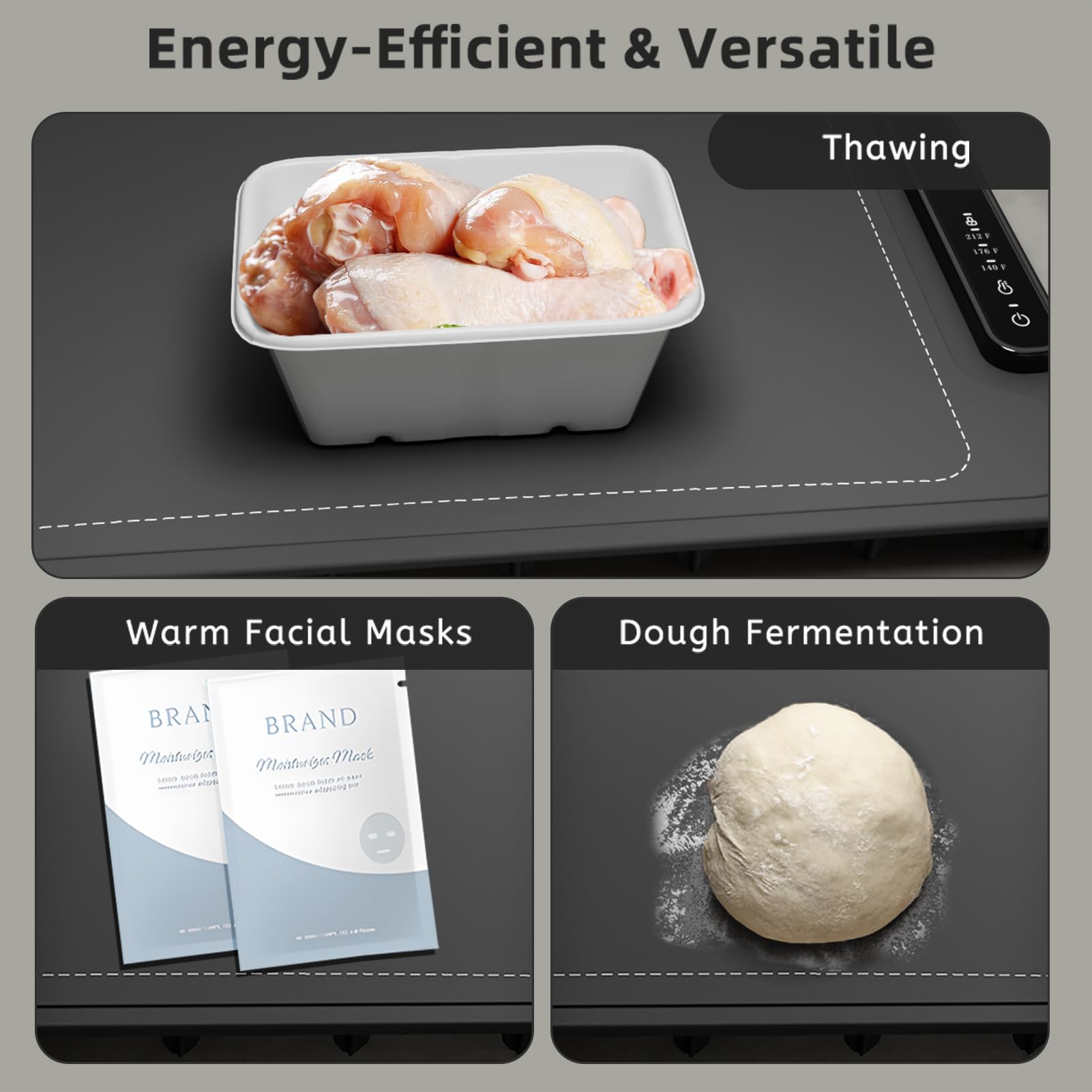 Electric Warming Tray - Foldable Food Warmer for Parties Features 3 Modes & Fast Heating, Premium Silicone Nano-Material, Hot Plate for Buffet, Family Gatherings, Sabbath, Holidays, Countertop