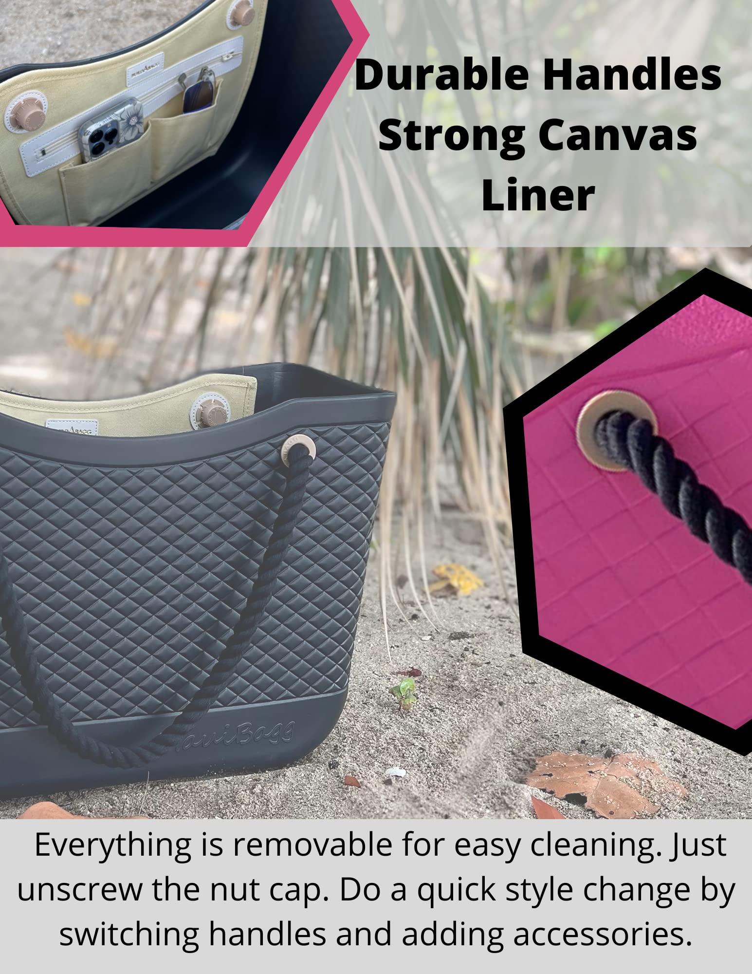BuildABagg MauiBagg: Customize Your Large, EVA, Multipurpose Tote. Create Your Own Style. Washable, Open Tote Bag for the Beach, Boat, Pool & Sports. Tip-Proof & Fade Resistant (Black)