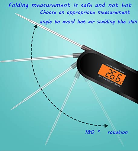 Digital Meat Thermometer for Cooking with Probe and Backlight,IP67 Waterproof CookingThermometer for Grilling BBQ, Kitchen Cooking,Candy,Oil and Roast Turkey ,Instant Read Thermometer Digital(Black)