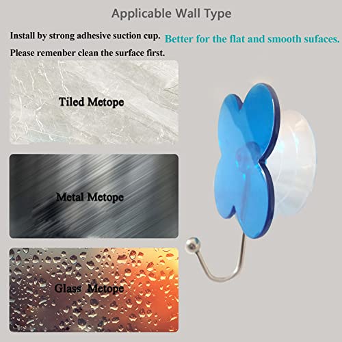 JZMYXA Suction Cup Hooks 2.36 Inches Flower-Shaped PVC Suction Cups Rust-Proof Metal Hook Heavy Duty Suction Cup Holds Up to 7 lbs, for Smooth Glass Smooth Tile Smooth Metal(8 Pack)