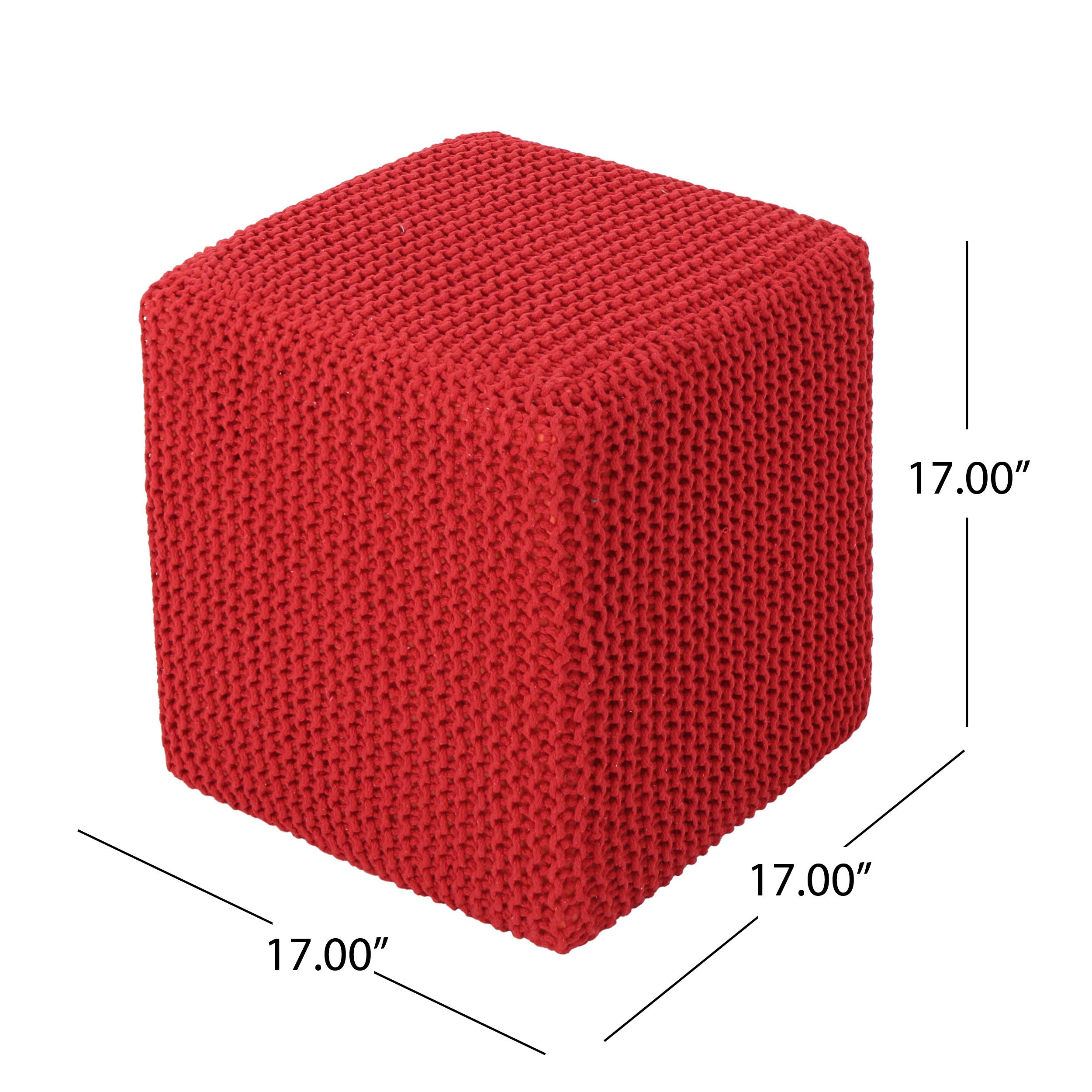 Christopher Knight Home Scott Knitted Foot Stool, Gray, Red
